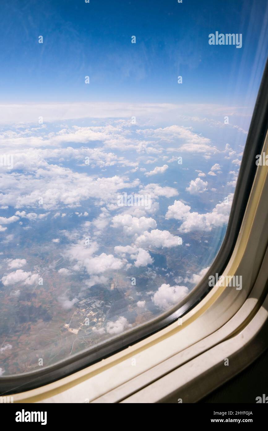 Airplane flight. View from the window of the plane. Airplane, Aircraft ...