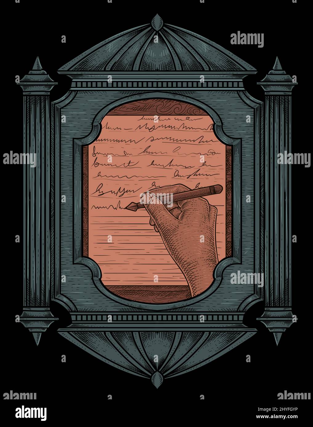 Writing hand engraving Stock Vector Images - Alamy