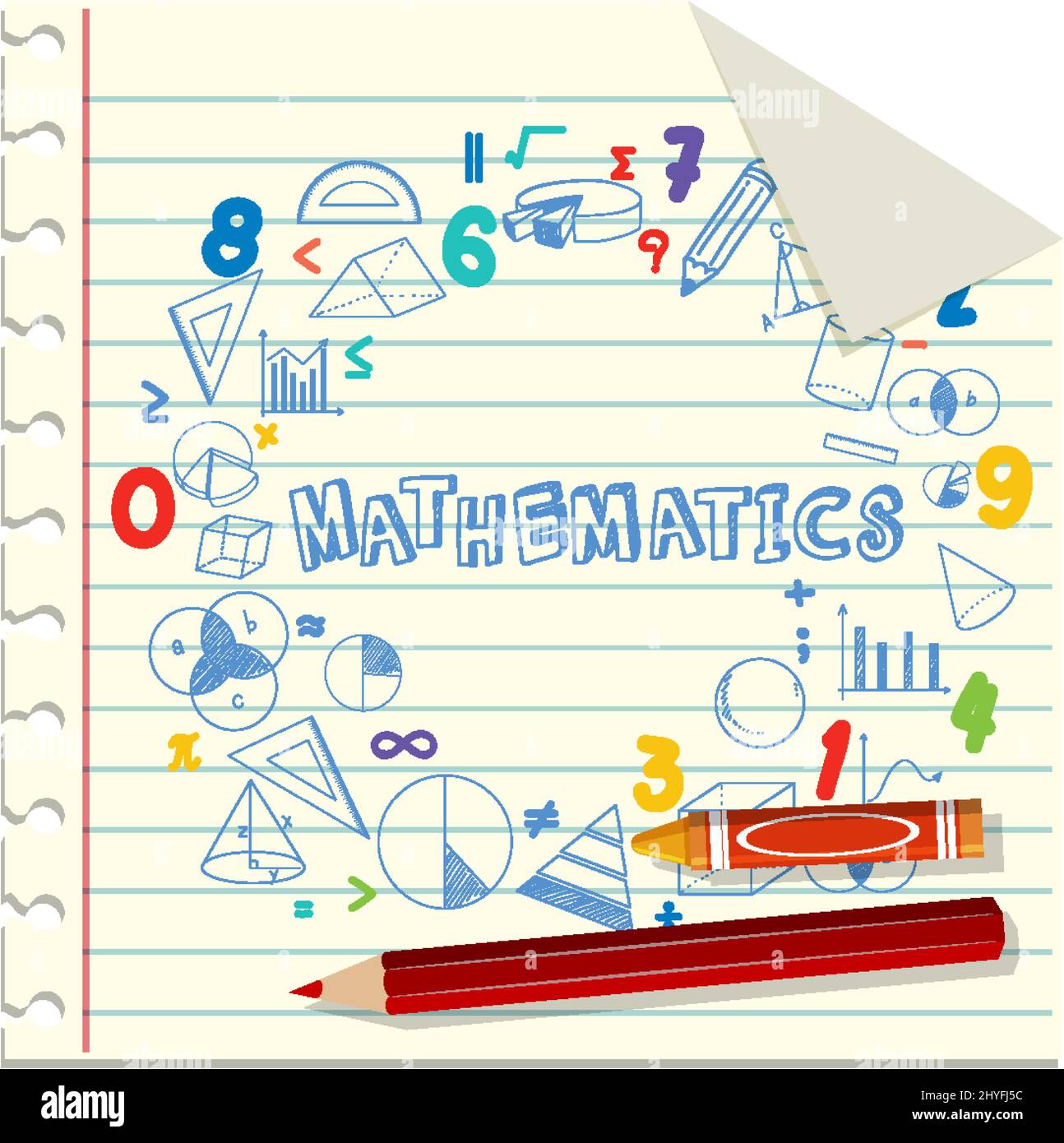 Doodle math formula with Mathematics font on notebook page illustration ...