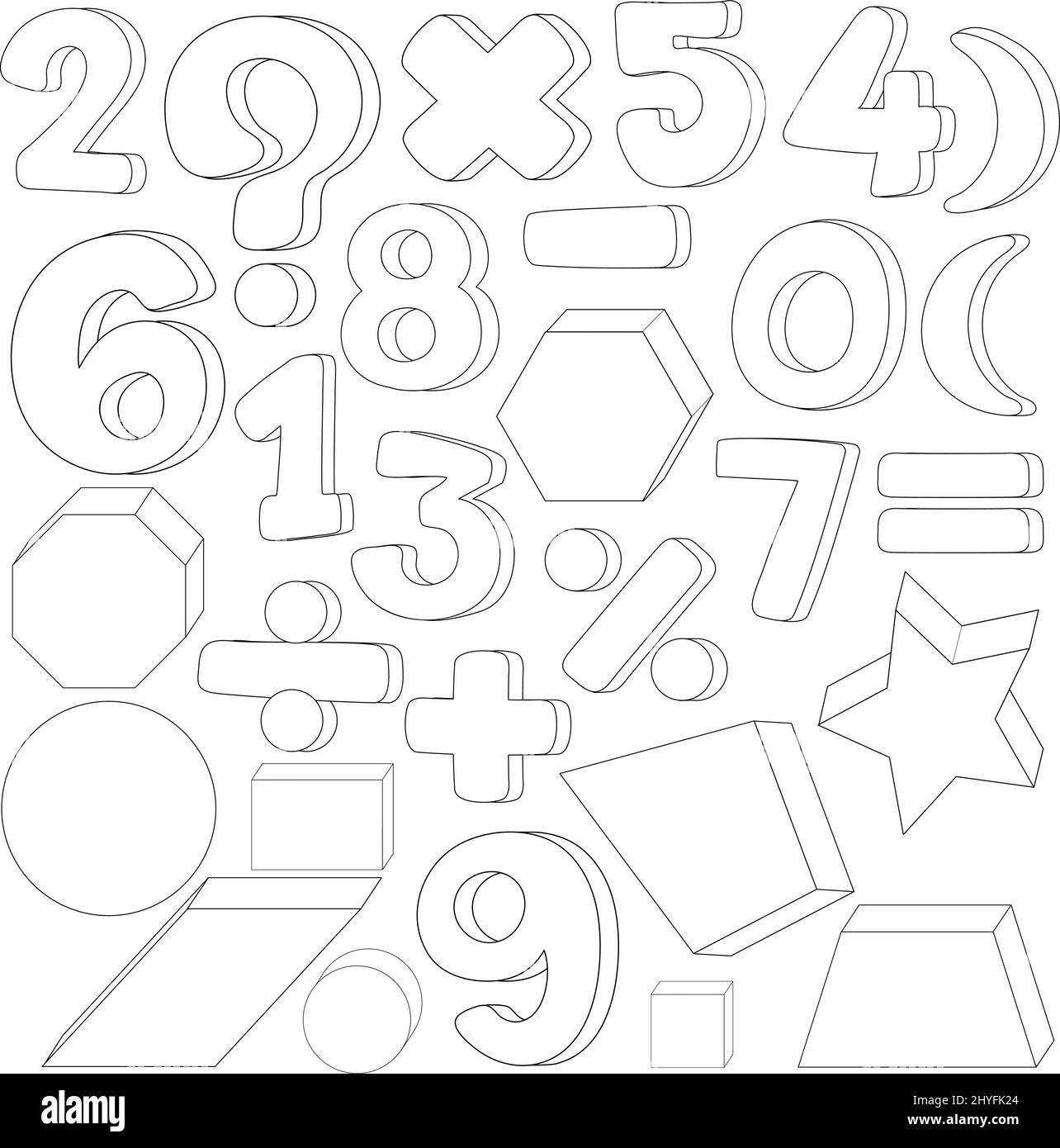 A set of number and math icon outline illustration Stock Vector Image ...