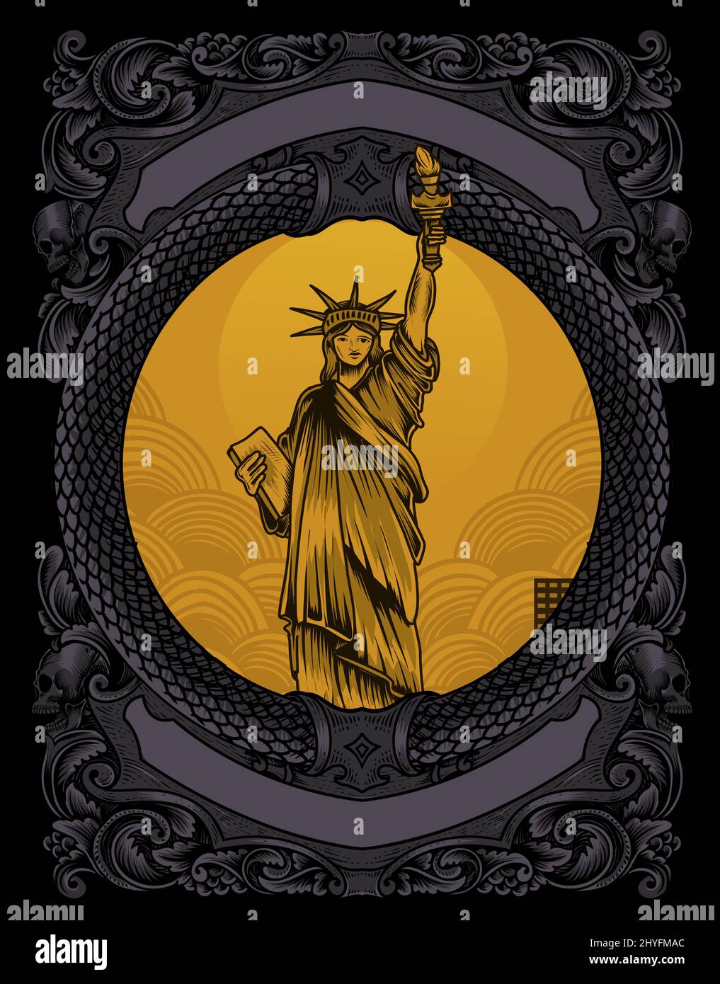 Vintage illustration nyc Stock Vector Images - Alamy