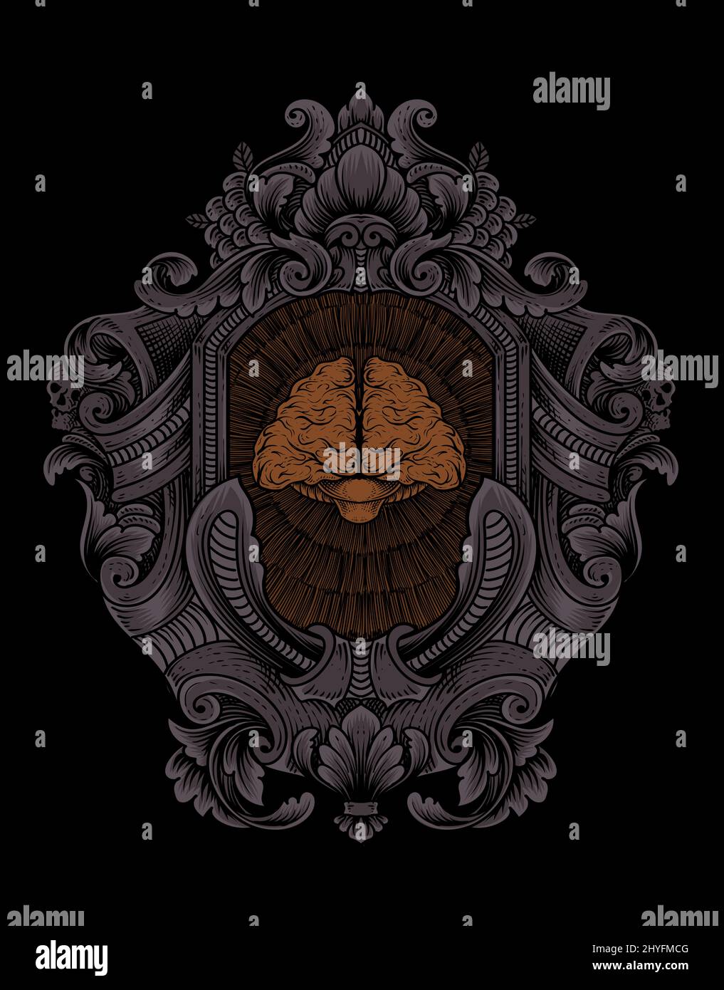 Engraving of brain Stock Vector Images - Alamy