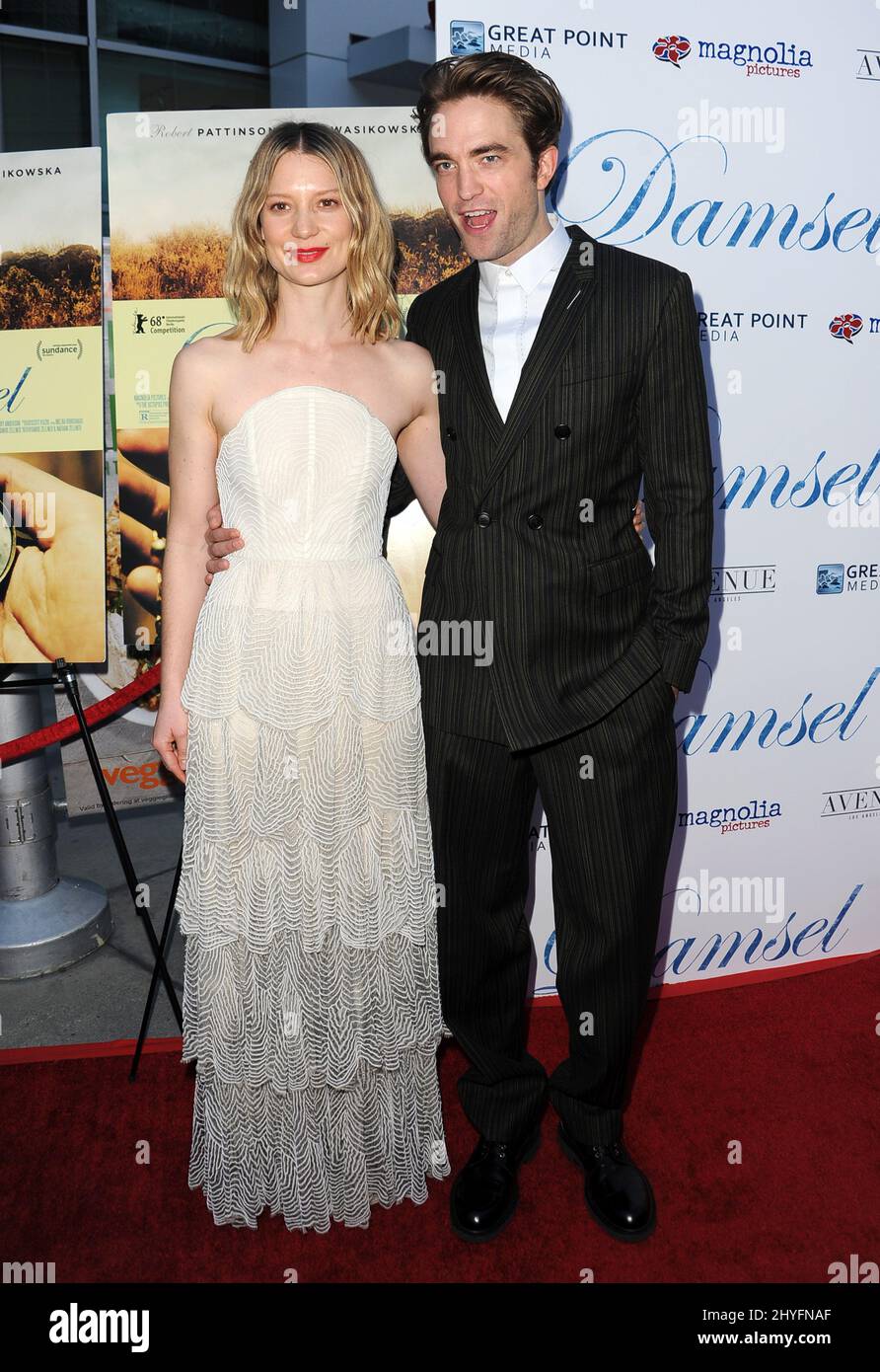 Mia Wasikowska, Robert Pattinson at 'DAMSEL' Los Angeles Premiere held ...