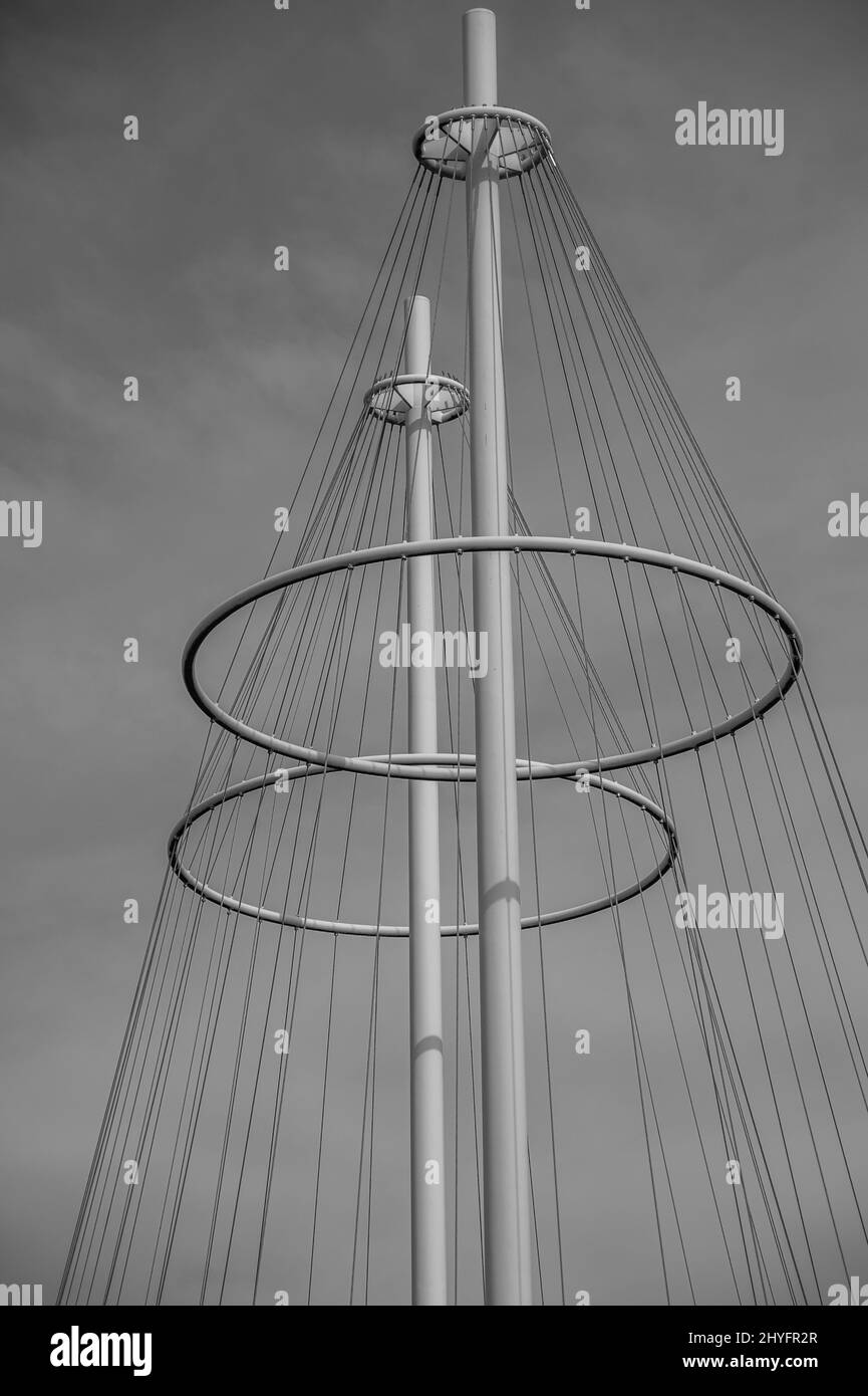Circle Bridge (Cirkelbroen) shaped like ship masts in Copenhagen ...