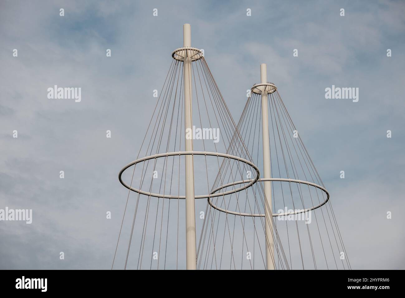 Circle Bridge (Cirkelbroen) shaped like ship masts in Copenhagen ...