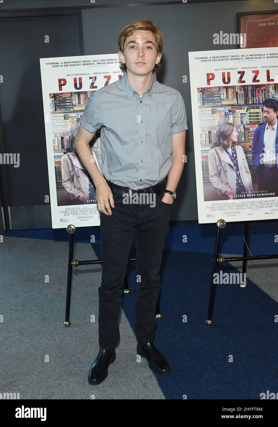 Austin Abrams arrives at Los Angeles premiere of "Puzzle" held at the ...