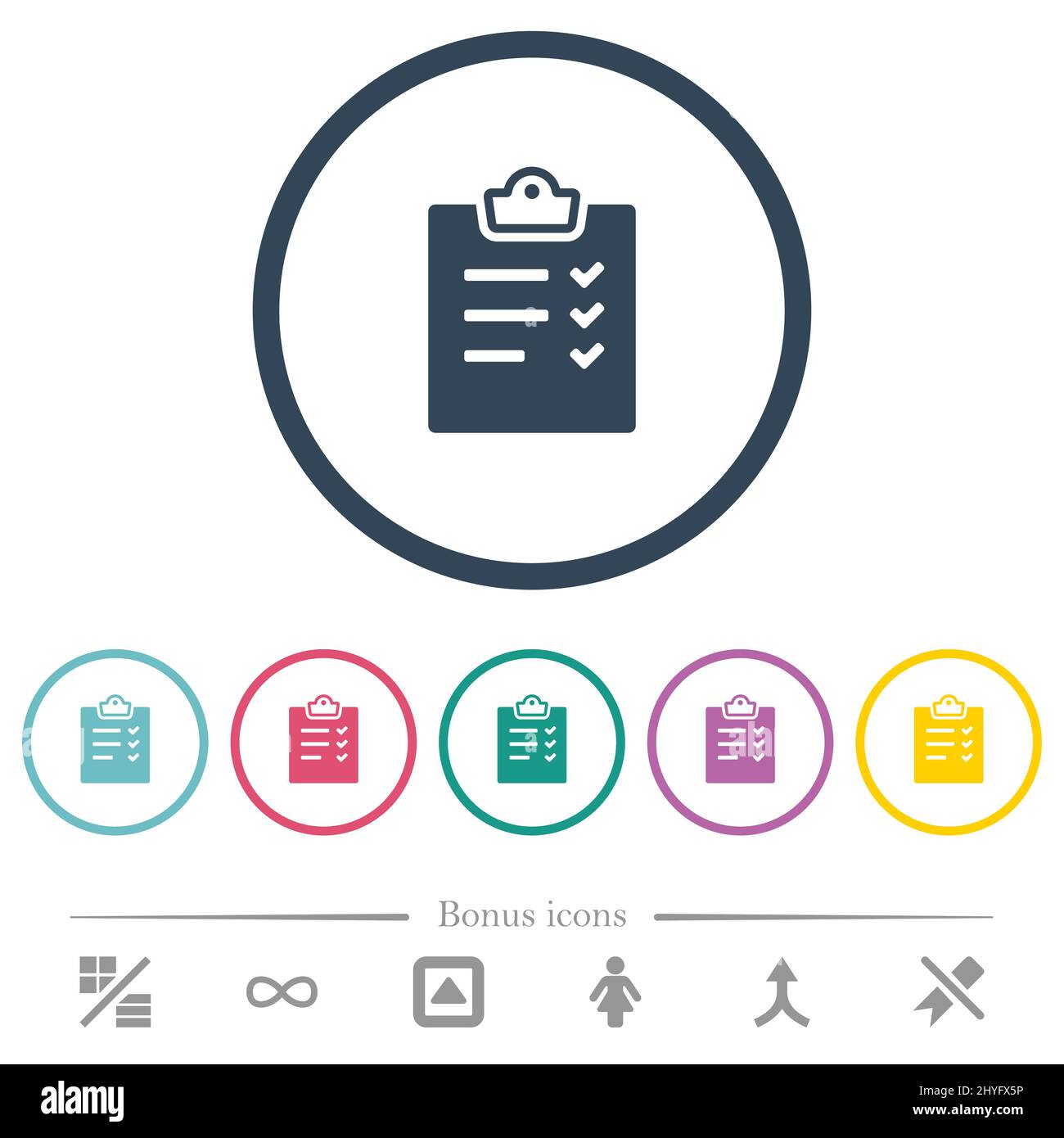 Task list alternate flat color icons in round outlines. 6 bonus icons ...