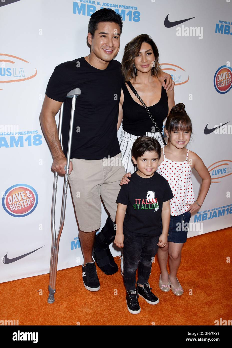 Mario Lopez, Courtney Mazza, Gia Lopez and Dominic Lopez at the Michael ...