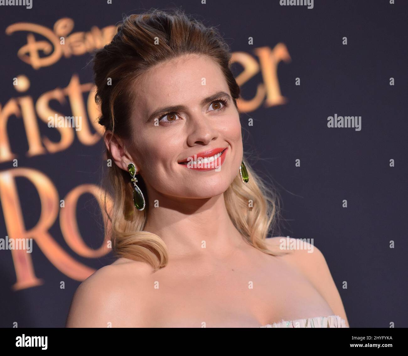 Haley Atwell attending the premiere of Christopher Robin in Los Angeles ...