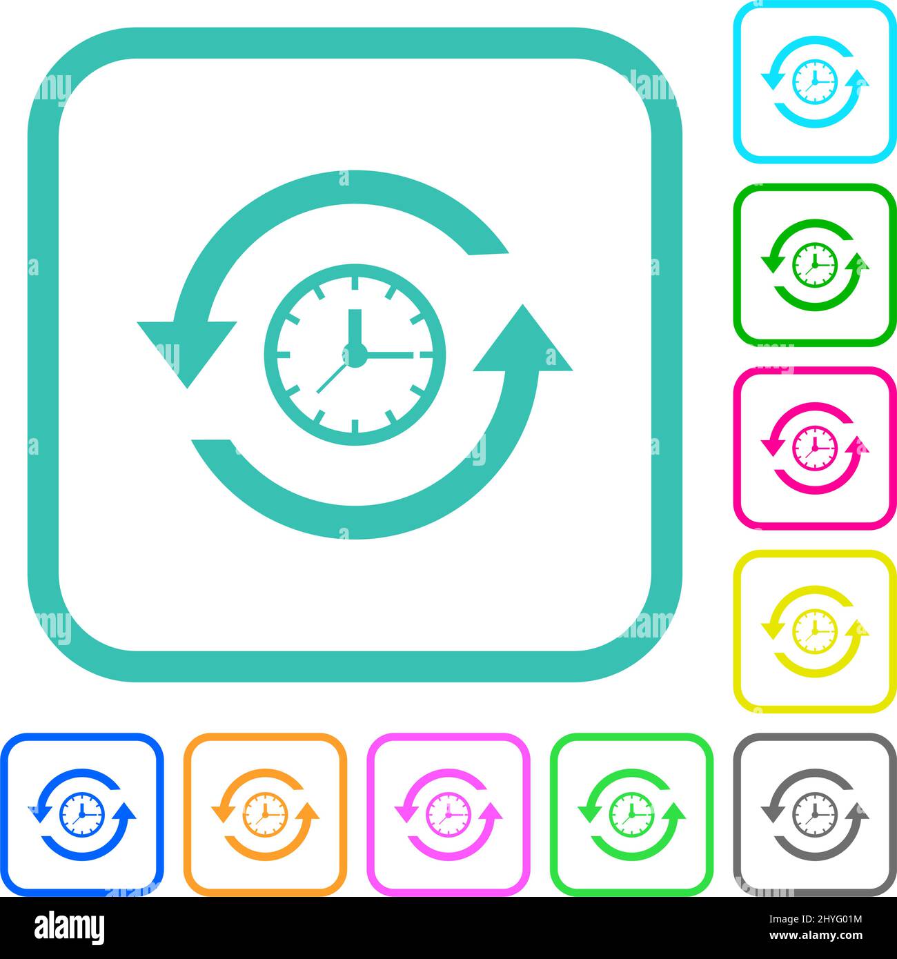 History vivid colored flat icons in curved borders on white background ...