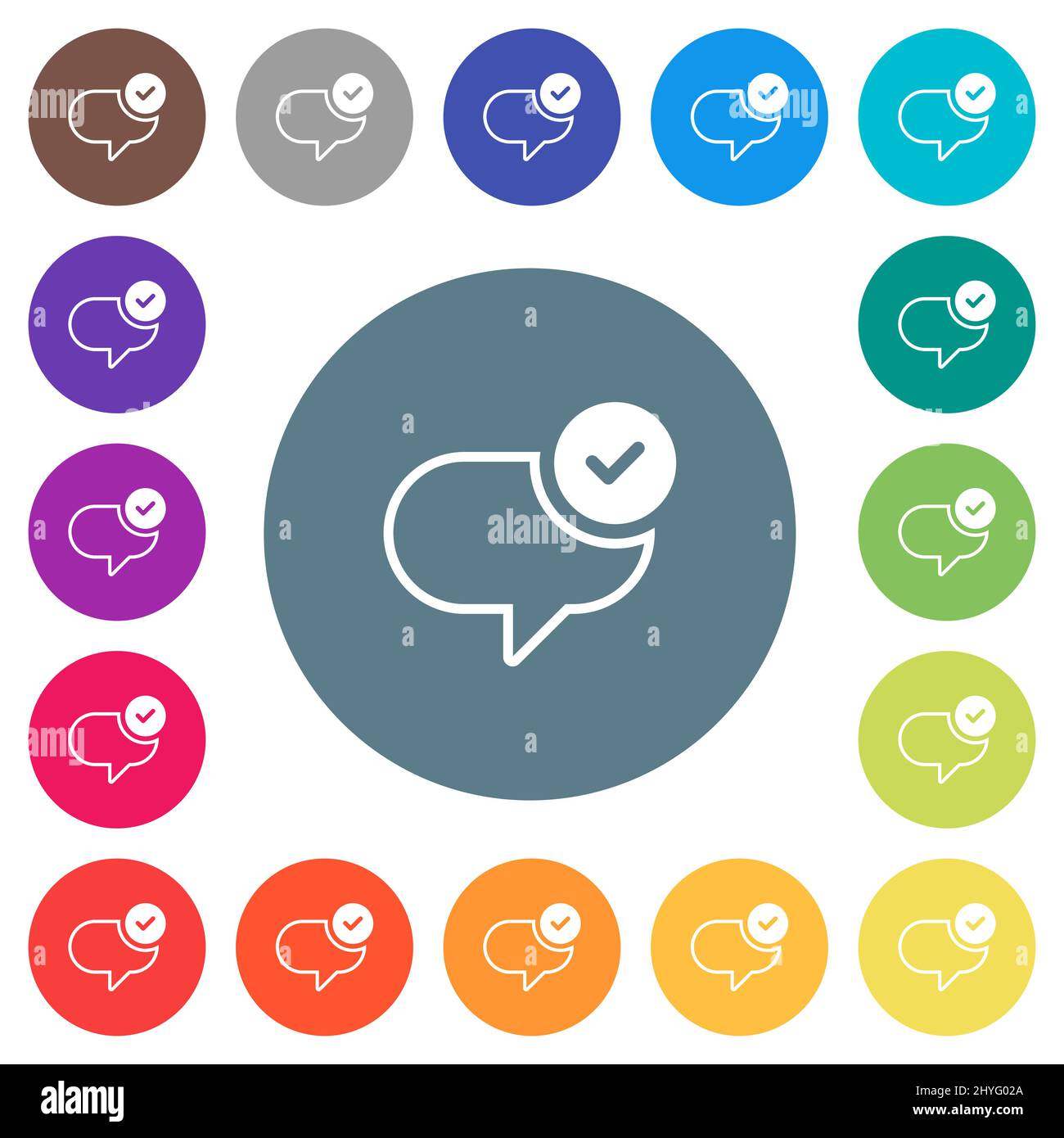 Message sent flat white icons on round color backgrounds. 17 background ...