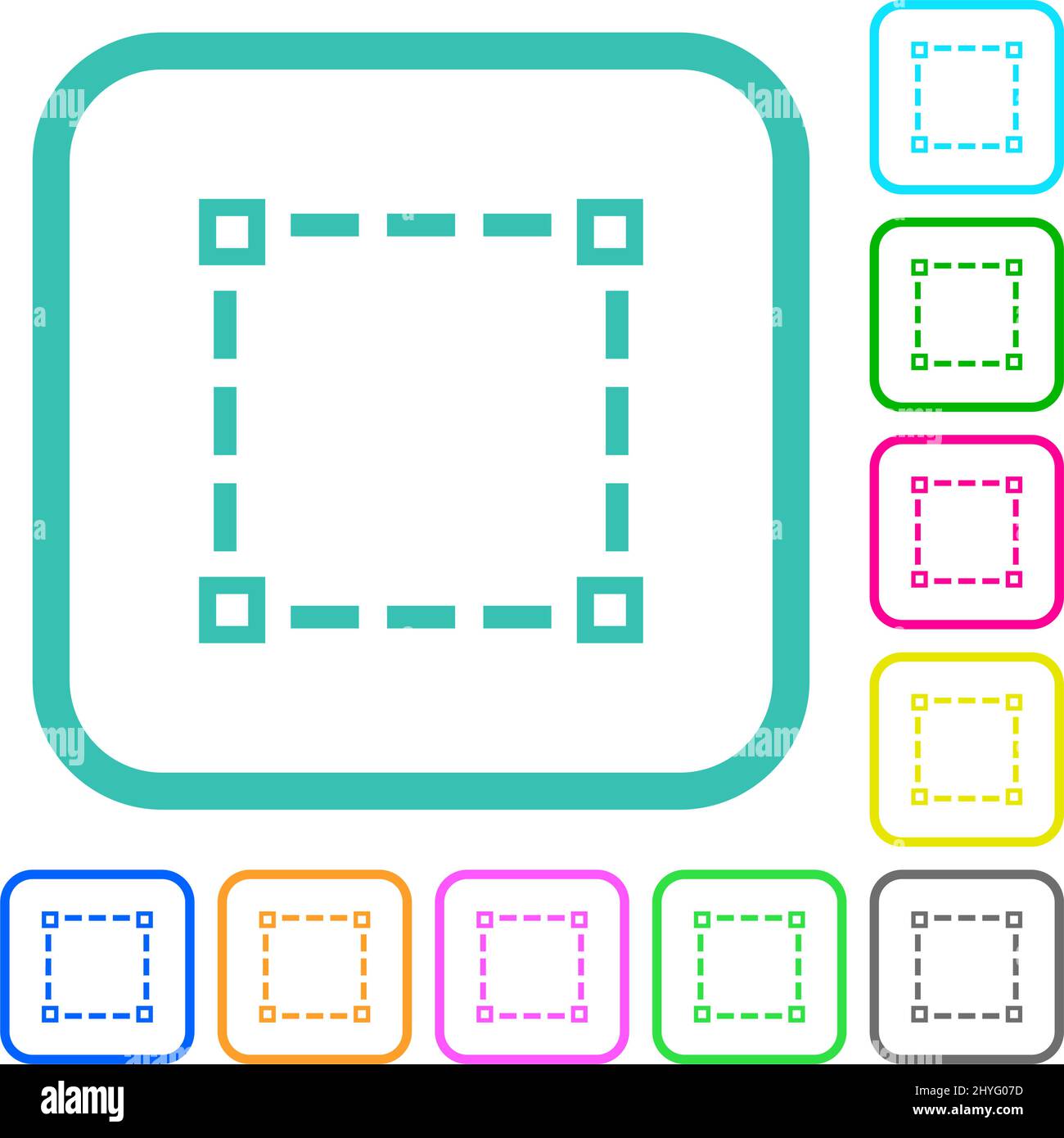 Selection tool outline vivid colored flat icons in curved borders on ...