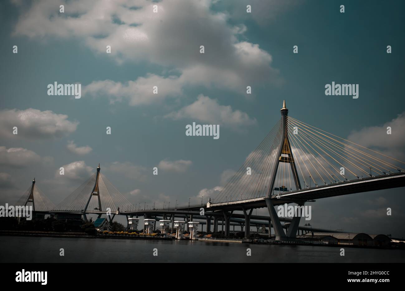 Bangkok, thailand - 12 Mar, 2021 : Bhumibol suspension bridge cross ...