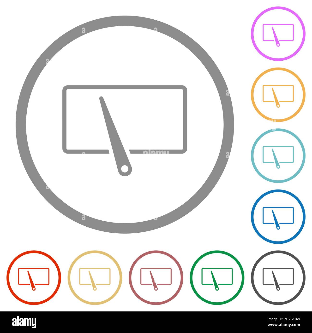 Rear window wiper flat color icons in round outlines on white ...