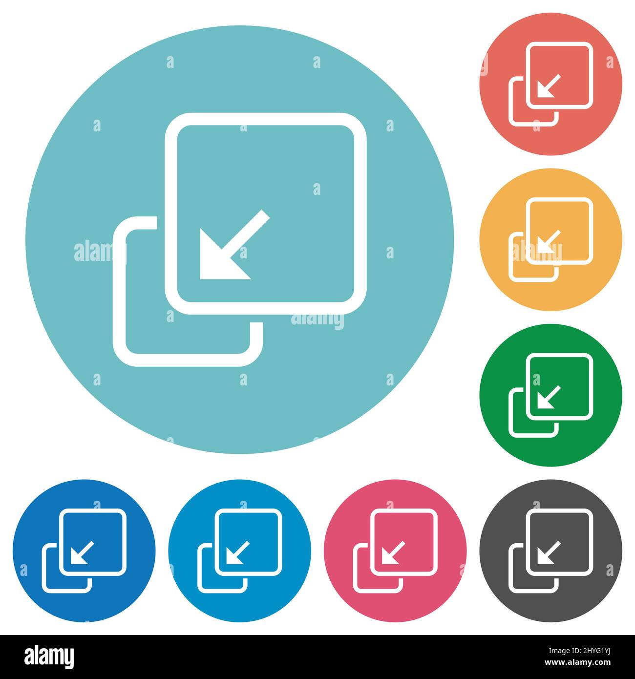 Collapse element outline flat white icons on round color backgrounds ...