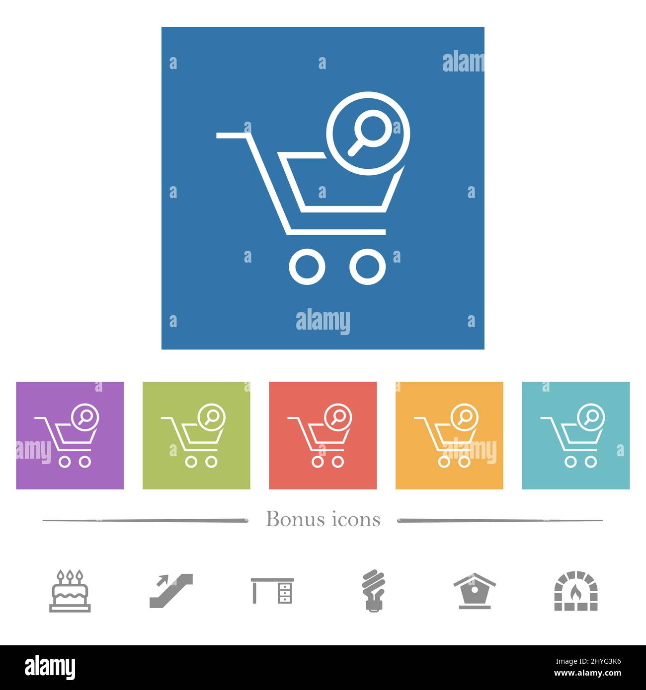 Find cart item outline flat white icons in square backgrounds. 6 bonus ...