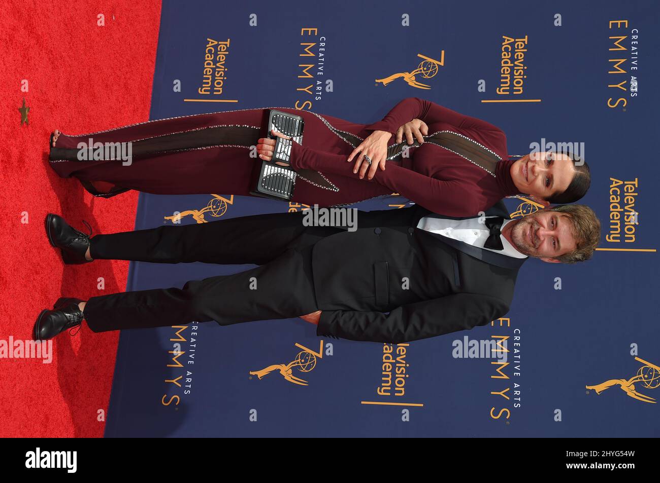 Katie Aselton and Mark Duplass arrives at the 70th Primetime Creative ...