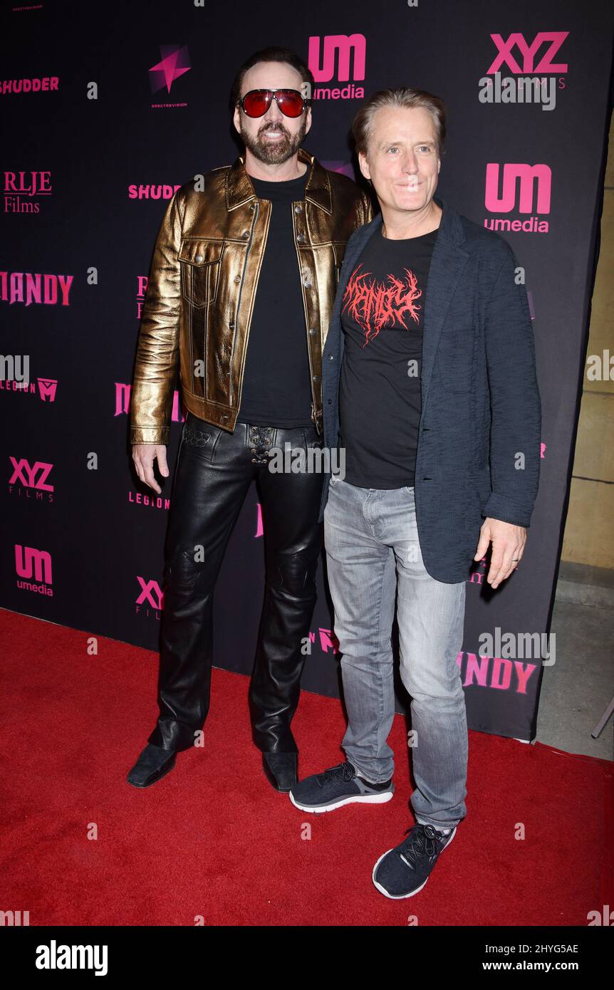 Nicolas Cage and Linus Roache at the 'Mandy' Los Angeles Special ...