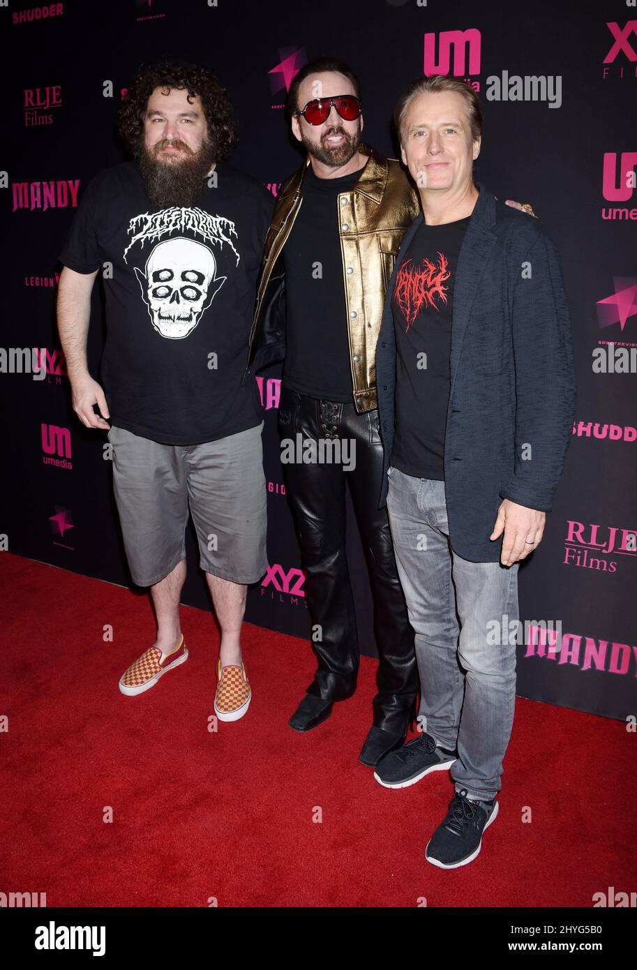 Panos Cosmatos, Nicolas Cage and Linus Roache at the 'Mandy' Los ...