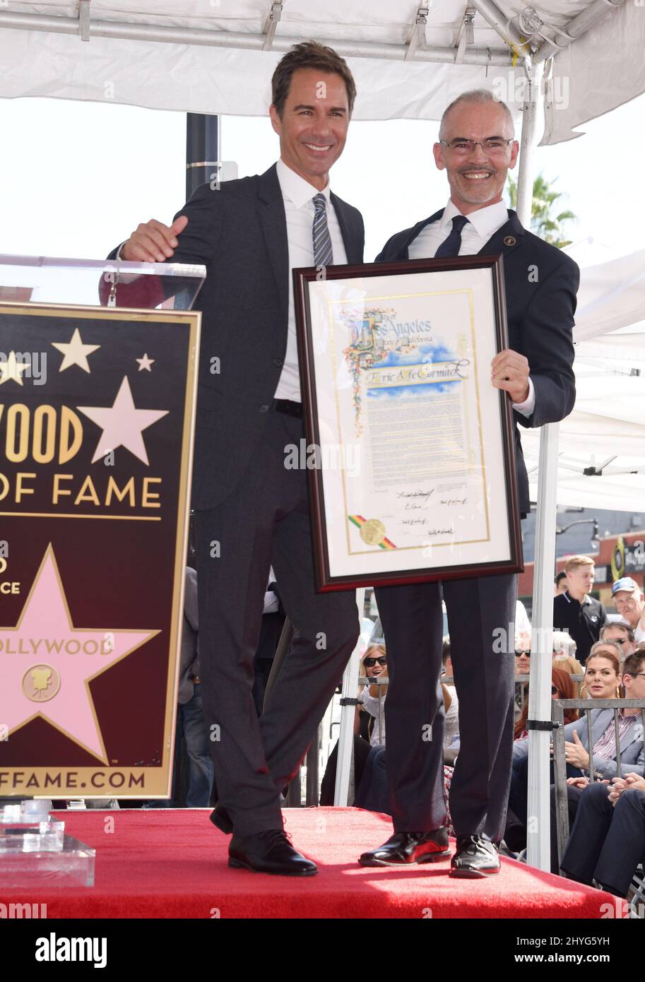 Eric McCormack and Mitch O'Farrell at the Eric McCormack Star Ceremony ...