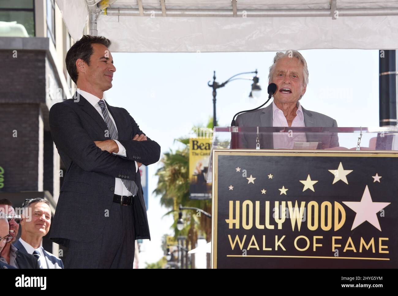 Eric McCormack and Michael Douglas at the Eric McCormack Star Ceremony ...