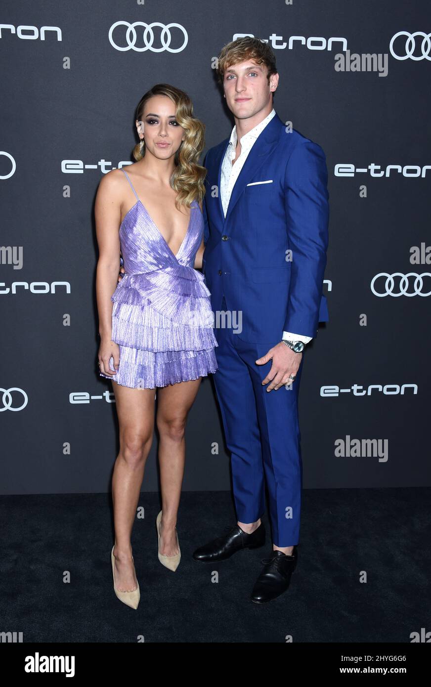 Chloe Bennet and Logan Paul attending the Audi 70th Emmys party held at ...