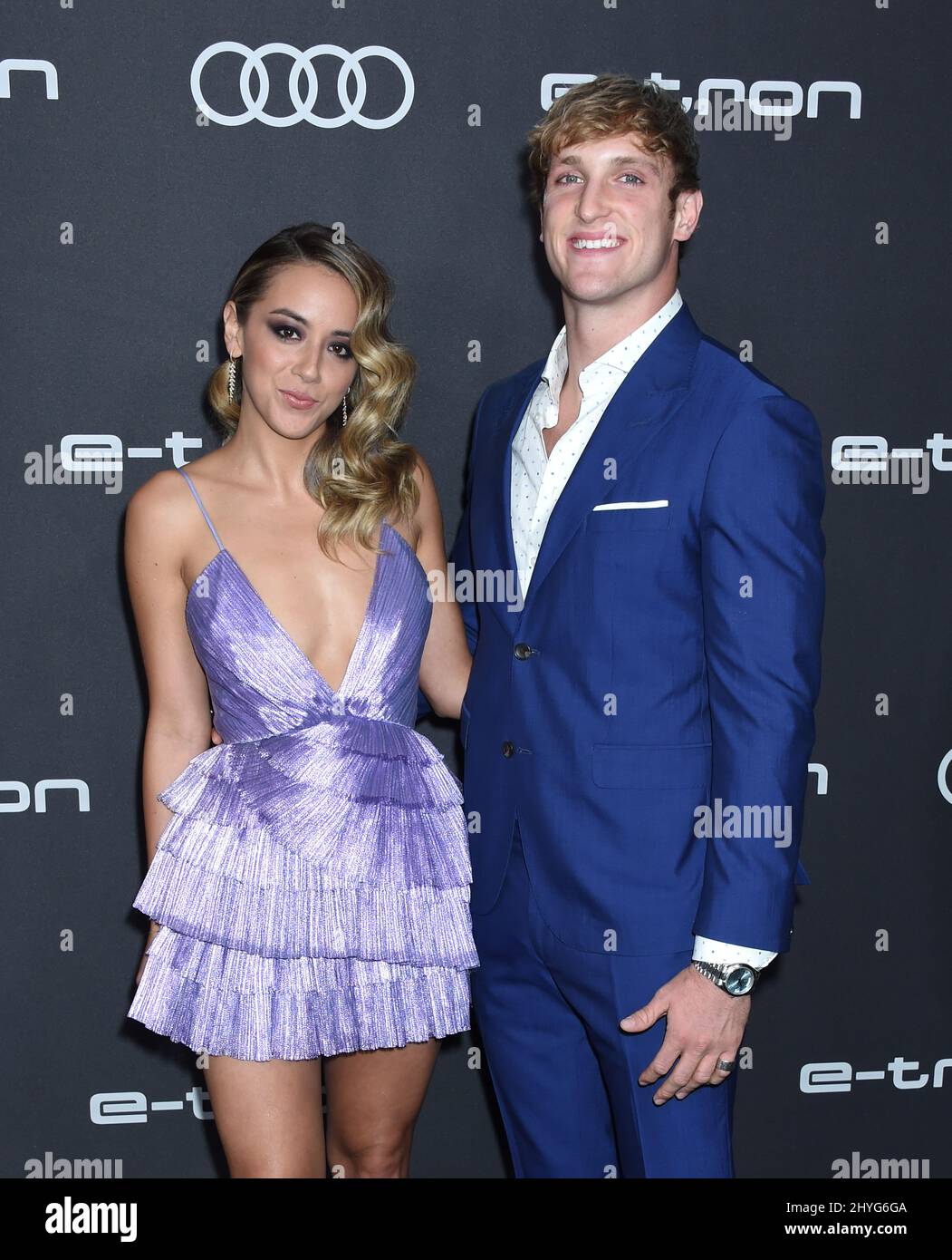 Chloe Bennet and Logan Paul attending the Audi 70th Emmys party held at ...