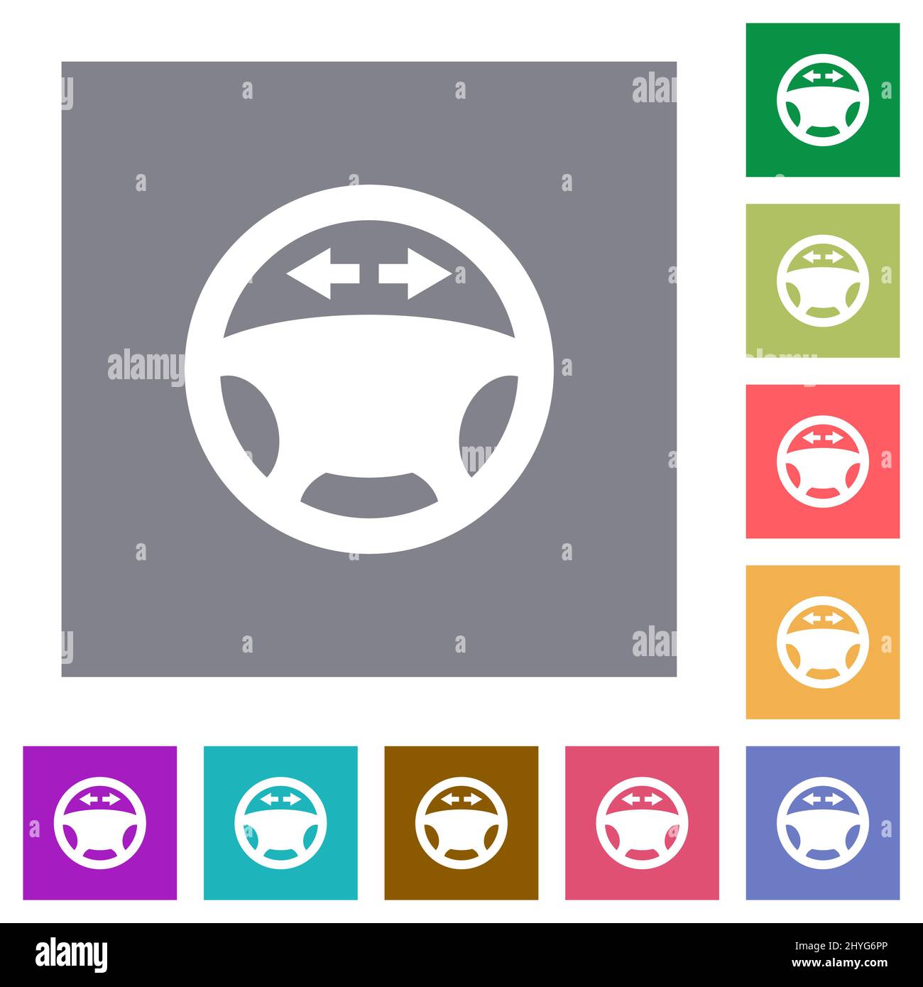 Car turn signal dashboard light flat icons on simple color square ...