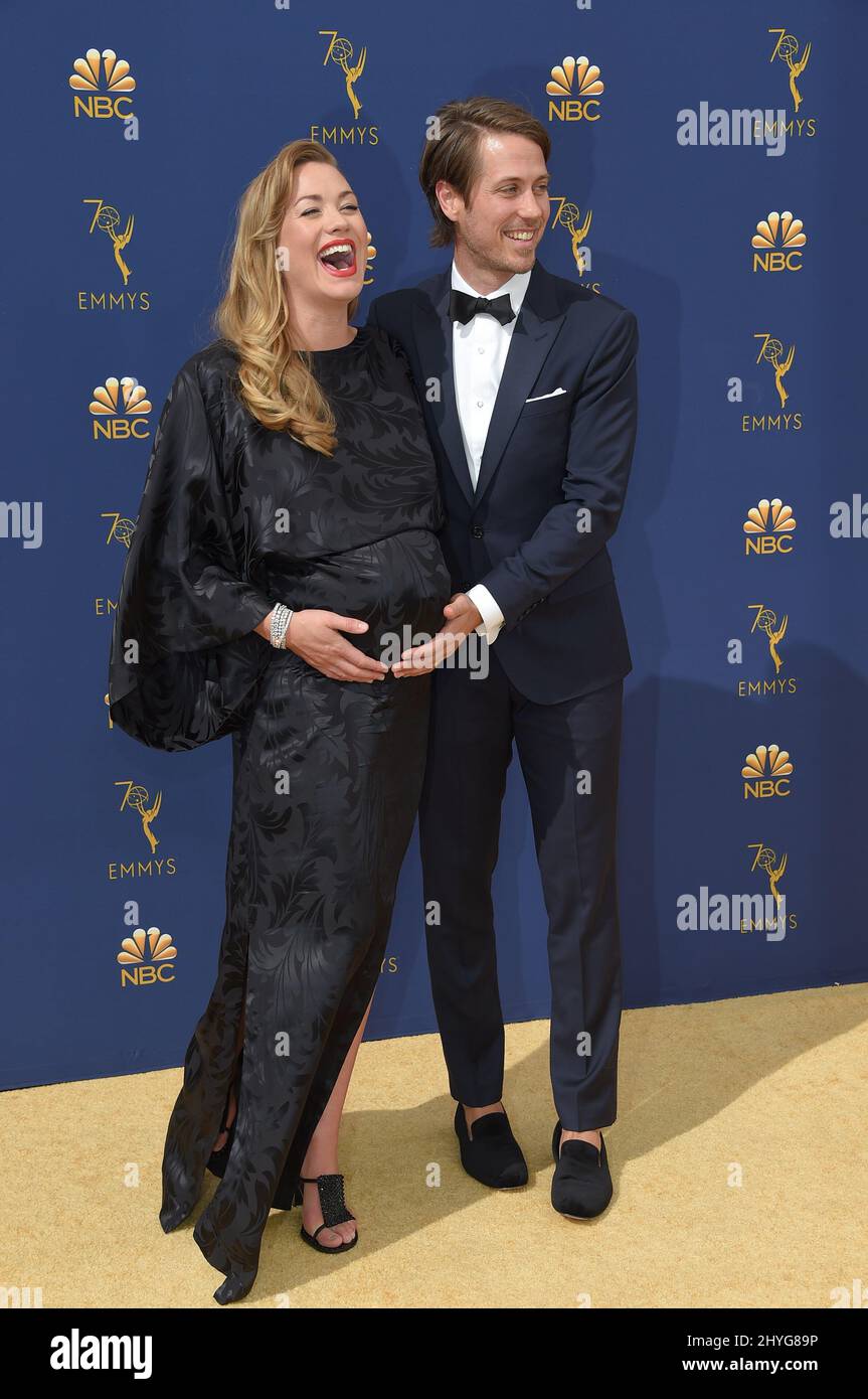 Yvonne Strahovski and Tim Loden at the 70th Primetime Emmy Awards held ...