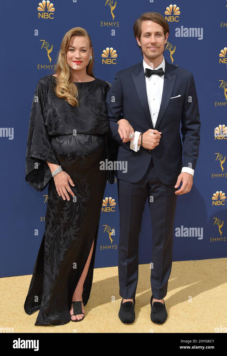 Yvonne Strahovski and Tim Loden at the 70th Primetime Emmy Awards held ...