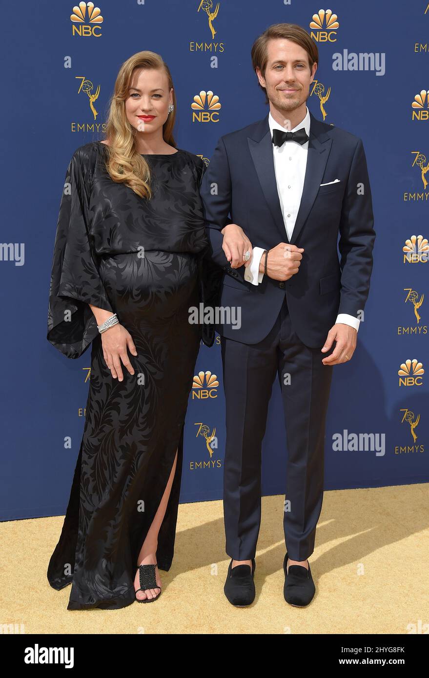 Yvonne Strahovski and Tim Loden at the 70th Primetime Emmy Awards held ...