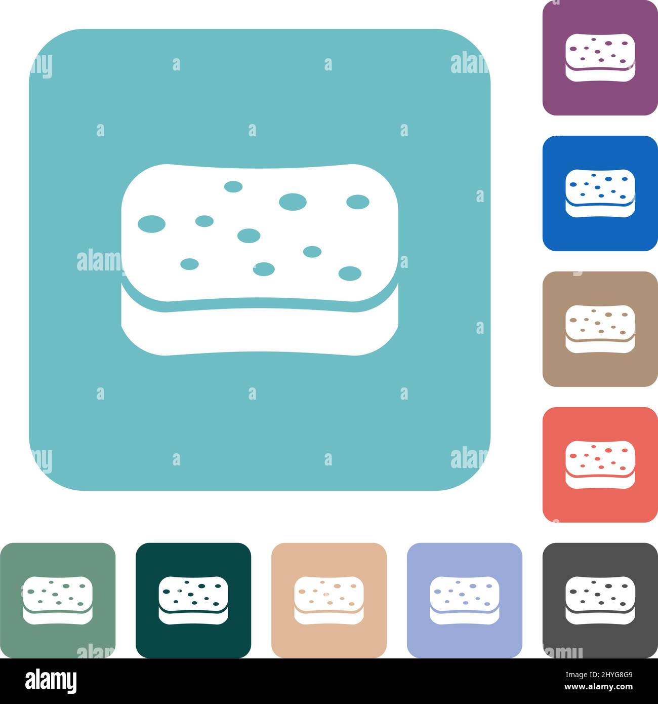 Dishwashing sponge white flat icons on color rounded square backgrounds Stock Vector Image & Art ...