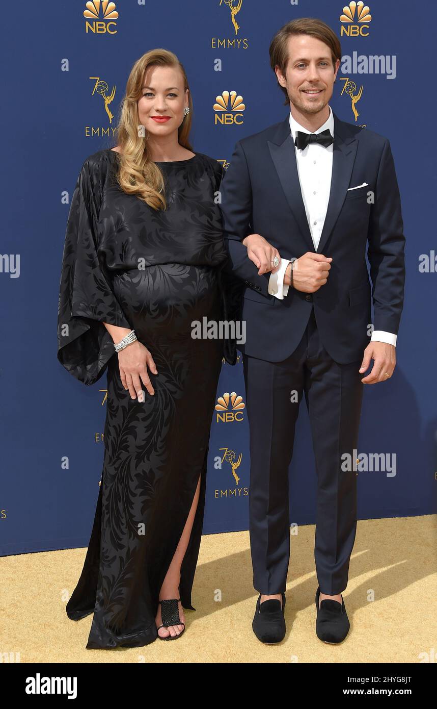 Yvonne Strahovski and Tim Loden at the 70th Primetime Emmy Awards held ...