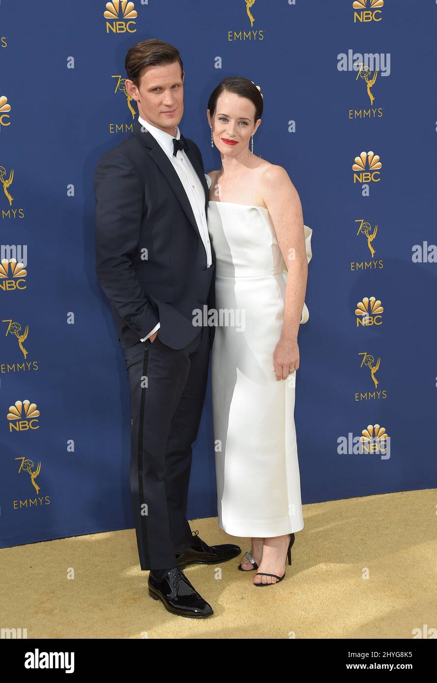 Matt Smith and Claire Foy at the 70th Primetime Emmy Awards held at ...
