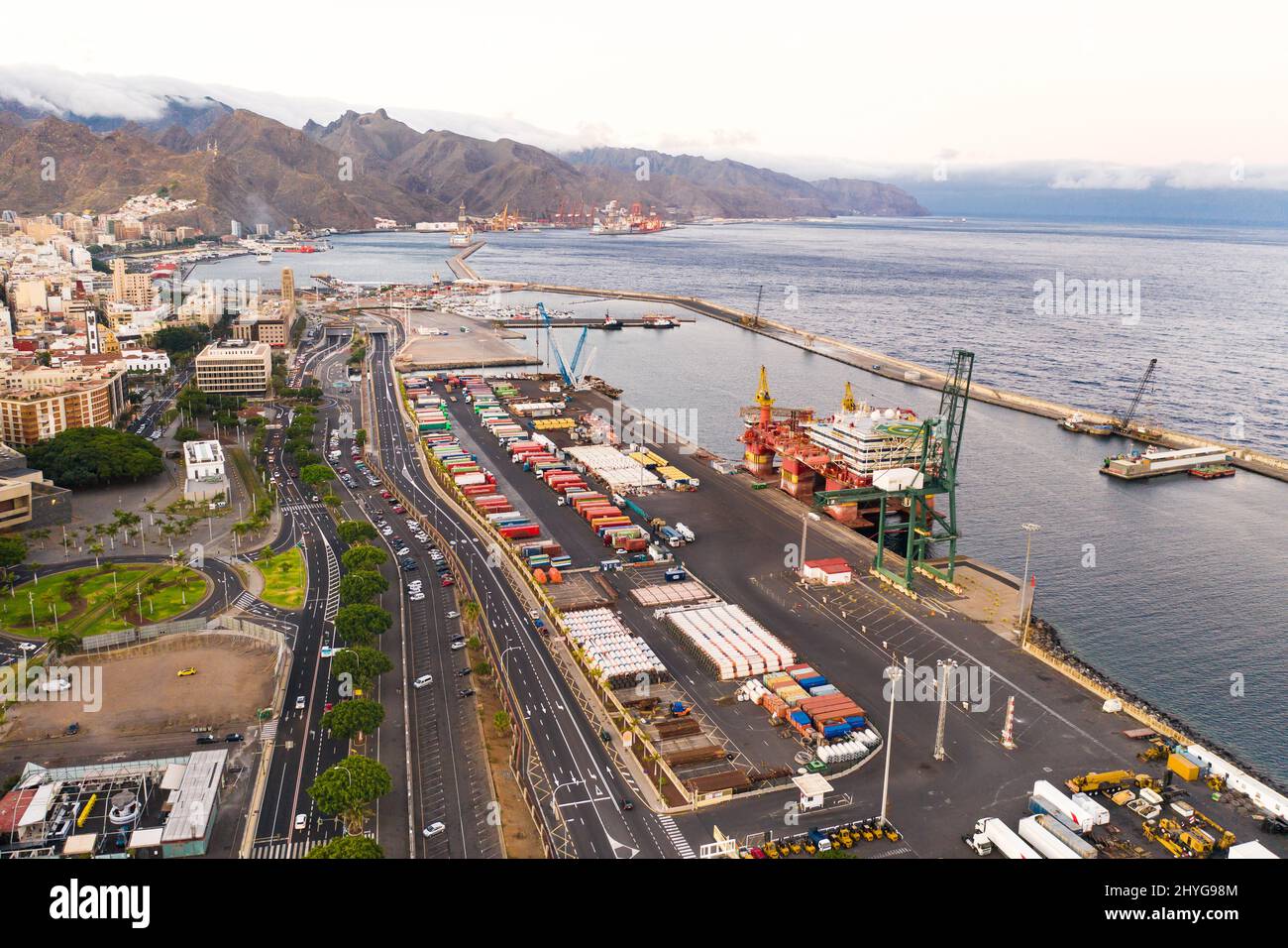 View from the height of the capital of Tenerife Santa Cruz de Tenerife ...