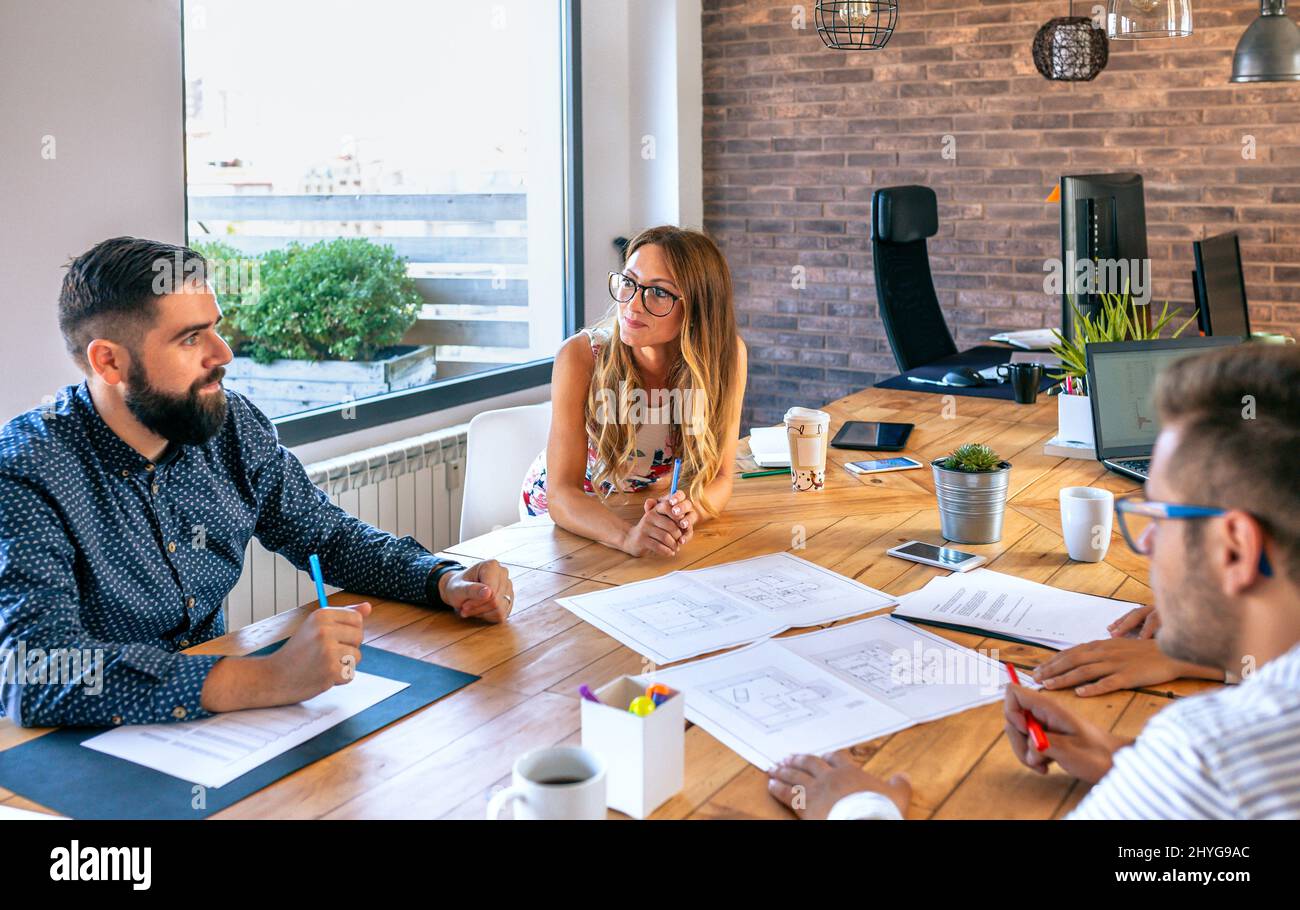 Male working drawings office hi-res stock photography and images - Alamy