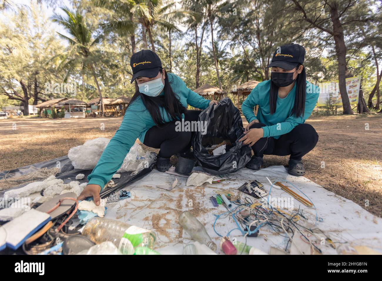 Phuket, Thailand. 22nd Jan, 2022. Conservation workers sort through ...