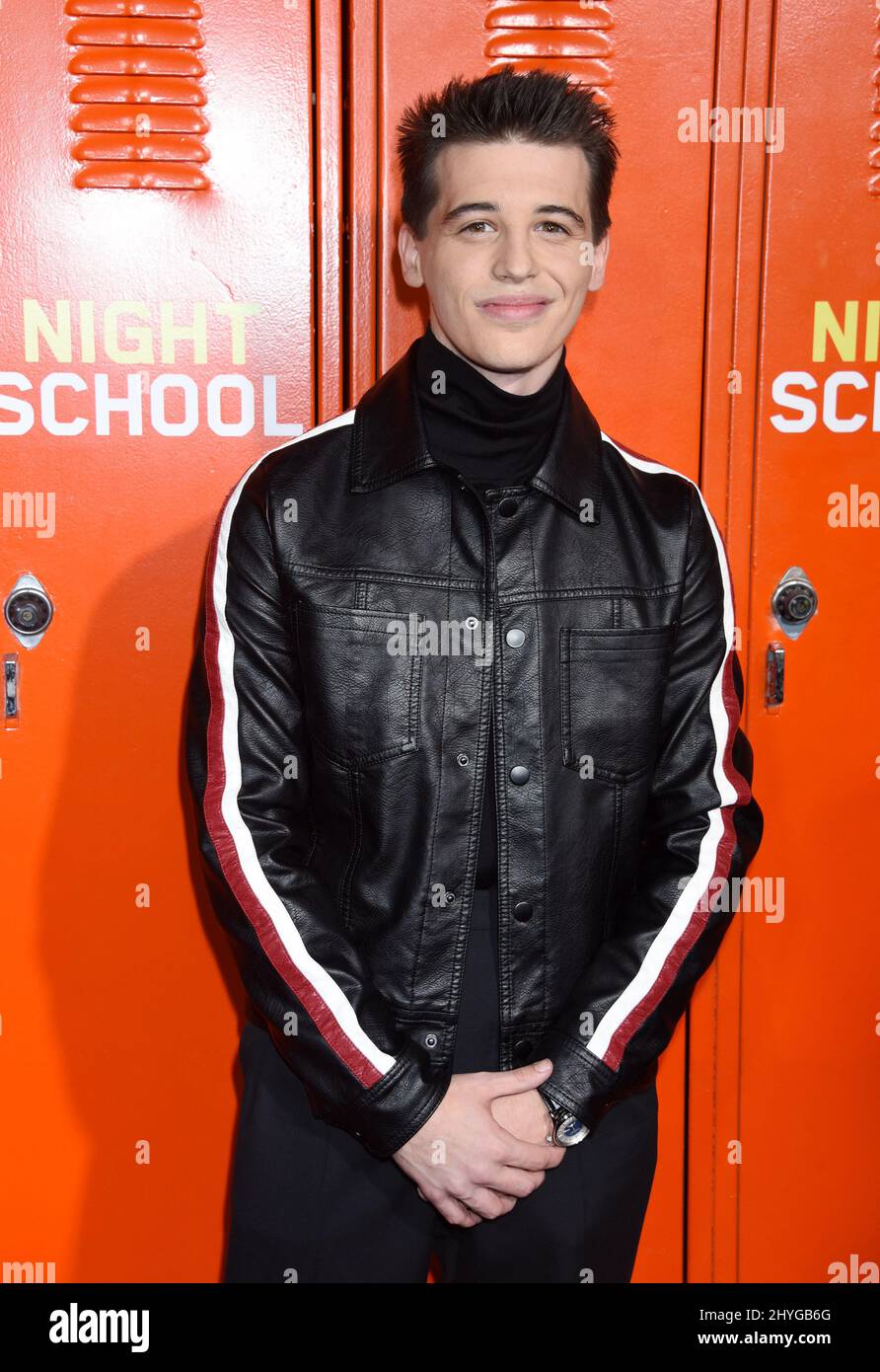 Mason Guccione attending the premiere of Night School in Los Angeles ...