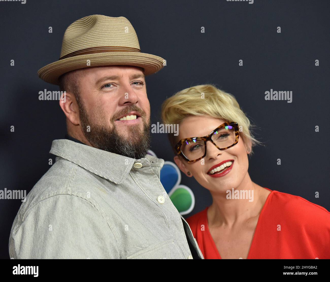 Chris Sullivan and Rachel Reichard attending the season three premiere ...