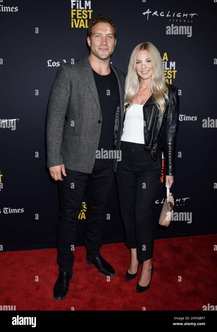 Jai Courtney and Mecki Dent attending the premiere of The Oath, in Los ...