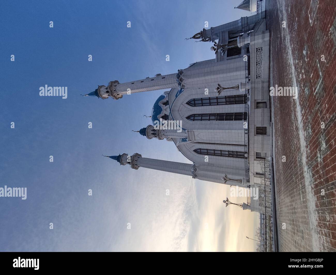 Vertical low angle shot of the Kul Sharif Mosque of Kazan Kremlin Stock ...