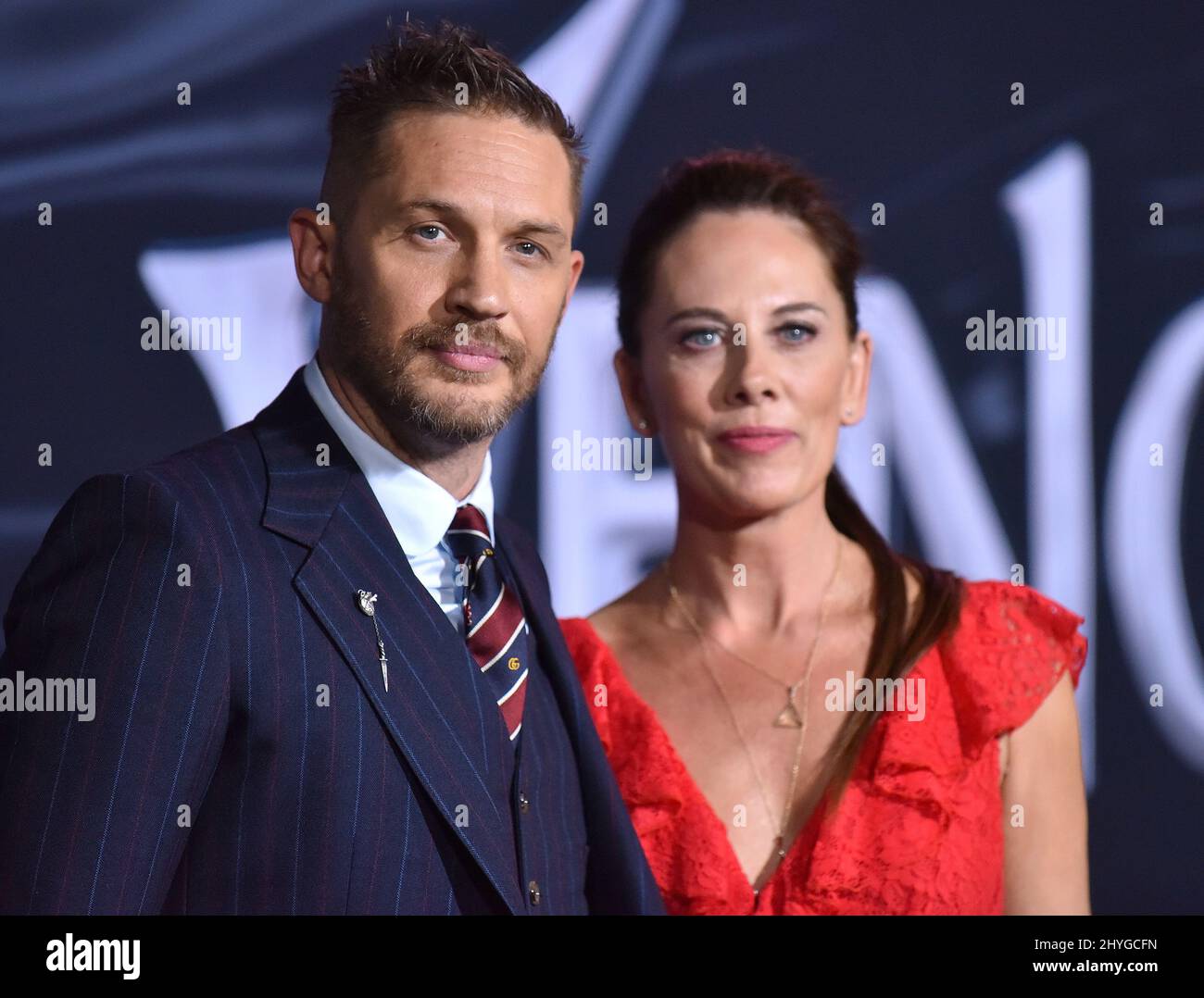 Tom Hardy and Kelly Marcel arriving for the "Venom" premiere held at ...