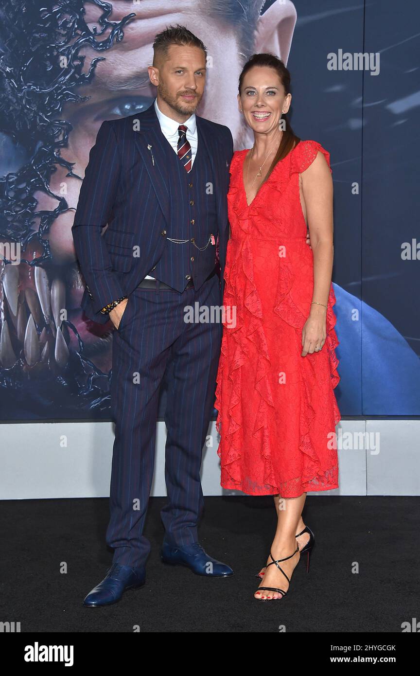 Tom Hardy and Kelly Marcel arriving for the "Venom" premiere held at ...