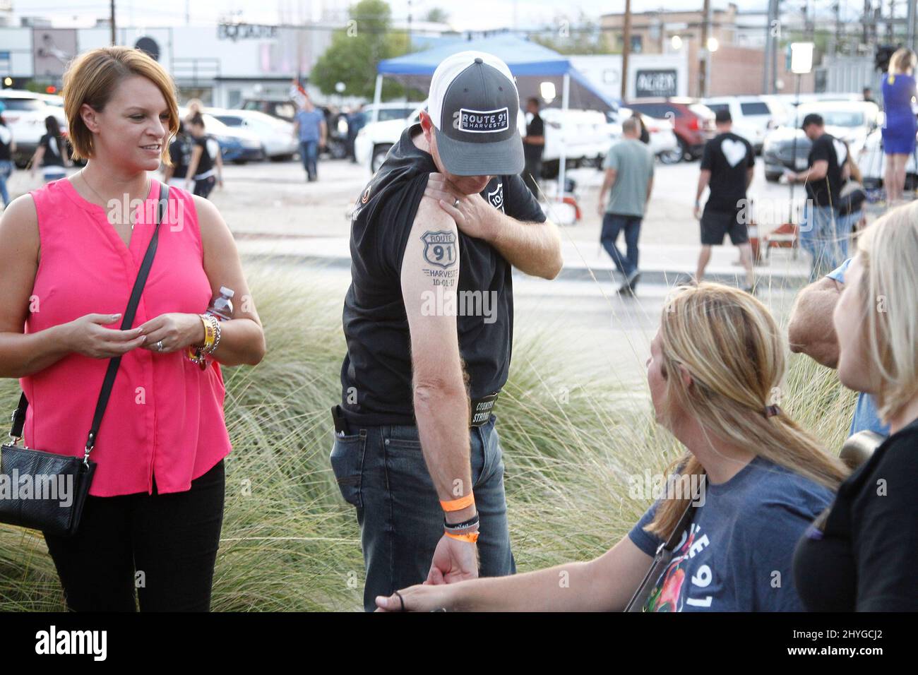October 1, 2018 Las Vegas, NV. Survivor showing tattoo One year ...