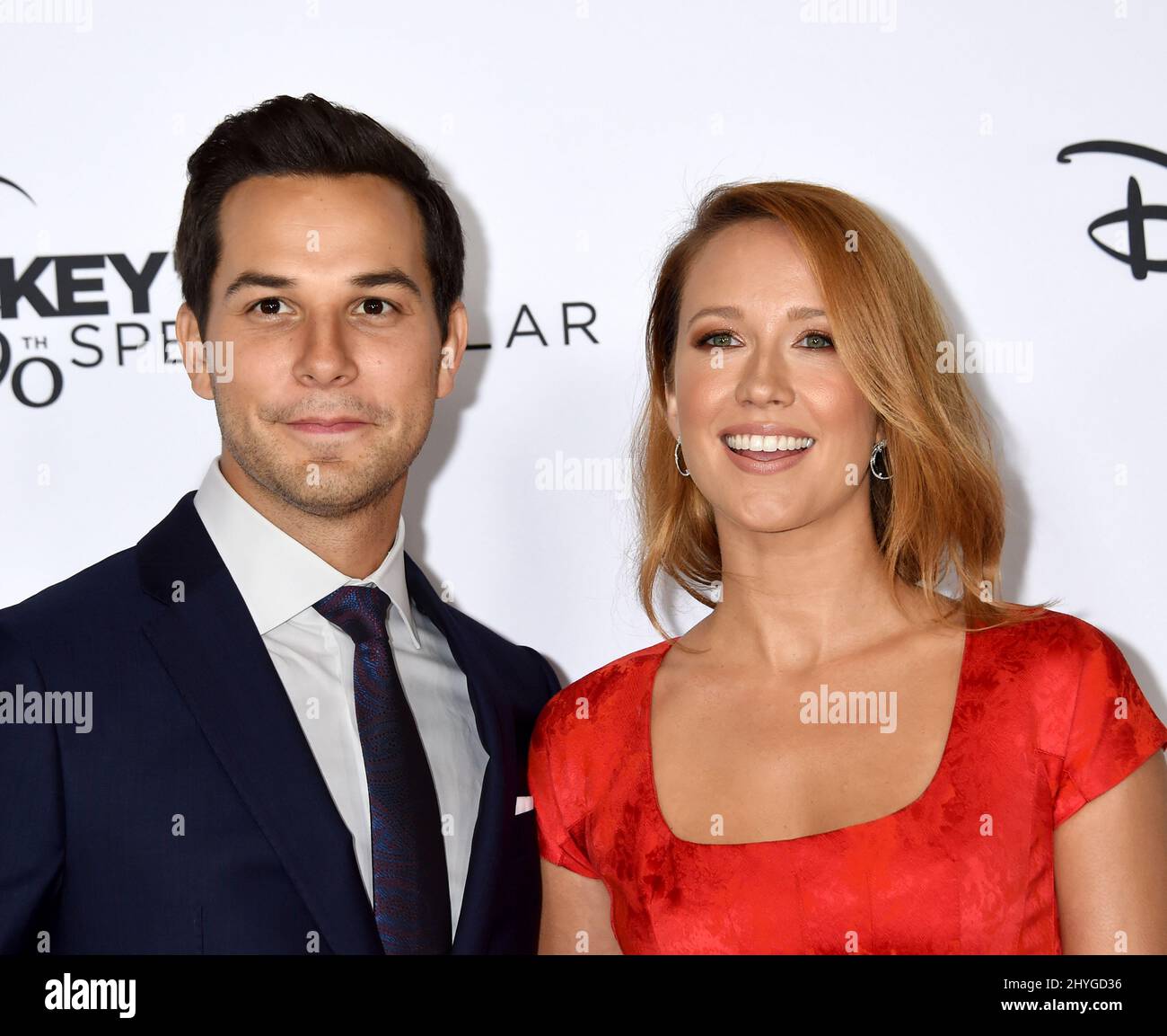 Skylar Astin and Anna Camp arrive at Mickey's 90th Spectacular held at ...