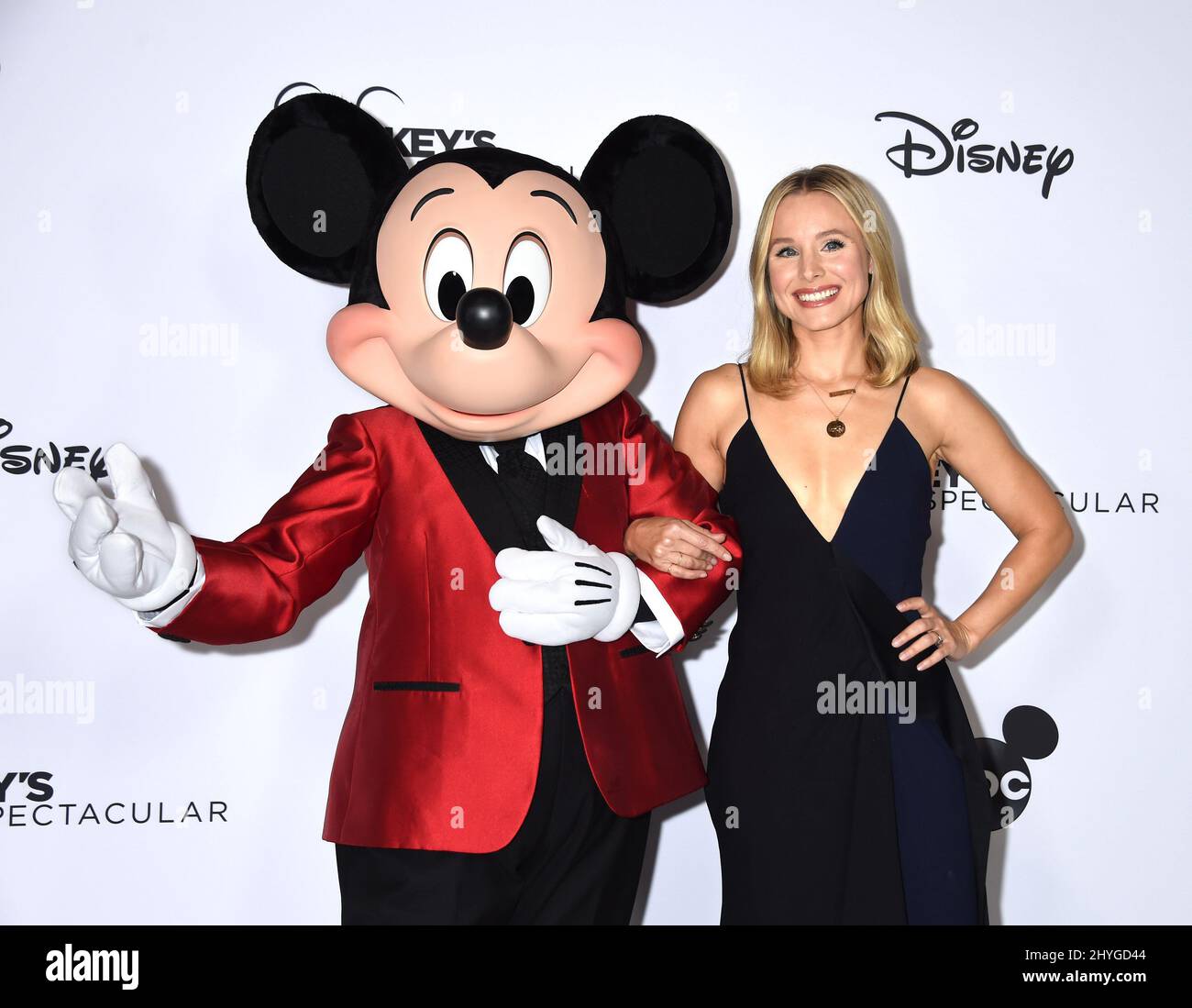 Mickey Mouse and Kristen Bell arrive at Mickey's 90th Spectacular held ...