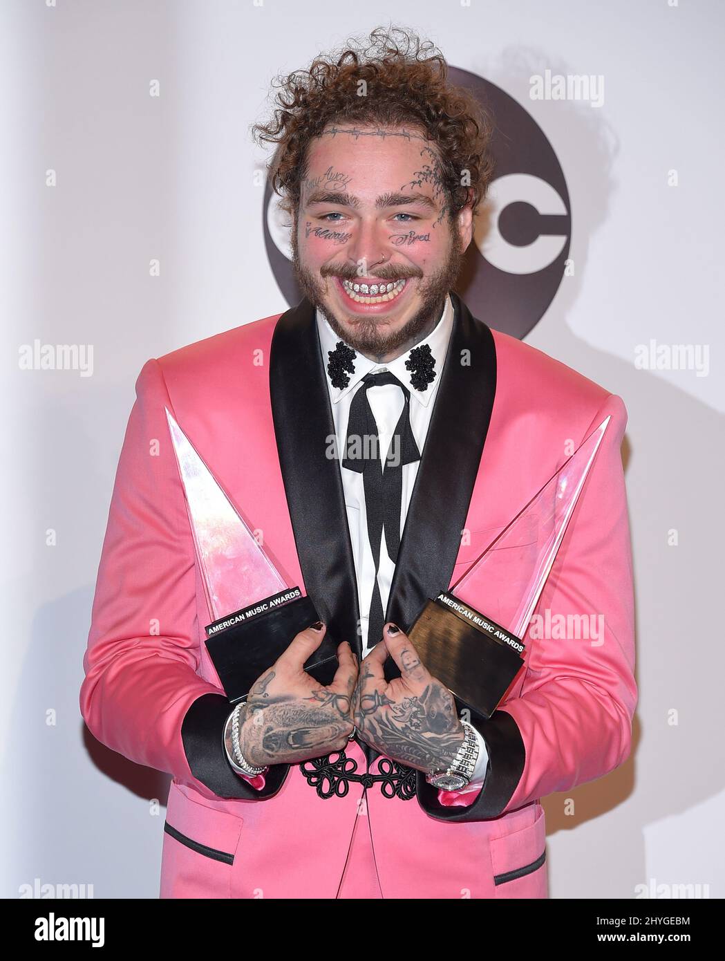 Post Malone at the 2018 American Music Awards held at the Microsoft ...