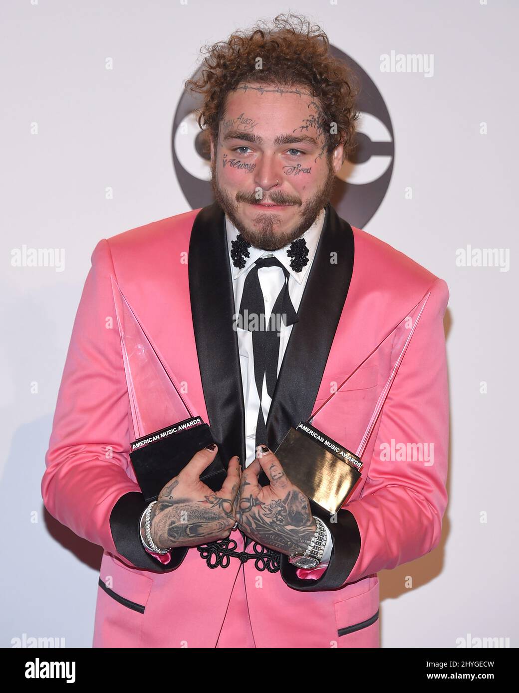 Post Malone at the 2018 American Music Awards held at the Microsoft ...