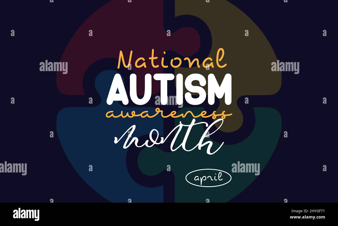 Autism Awareness Month. Autism Society vector template for banner, card ...