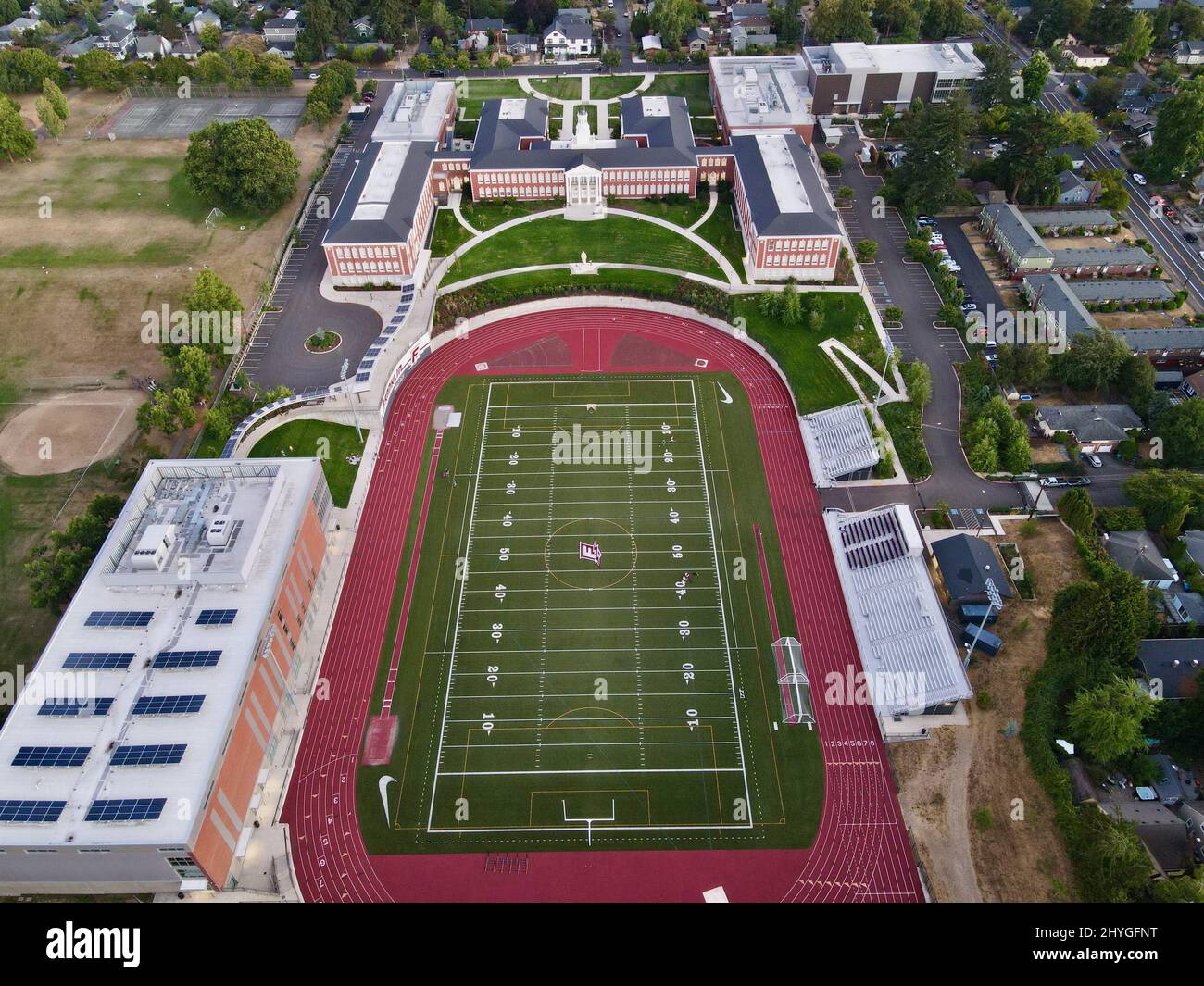 Aerial view of a football field Stock Photo - Alamy